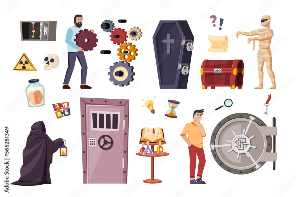 quest room. scary characters questions with secret keys for mind games ...