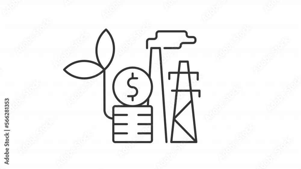 Animated ecotaxes linear icon. Environmental taxes. Industrial ...