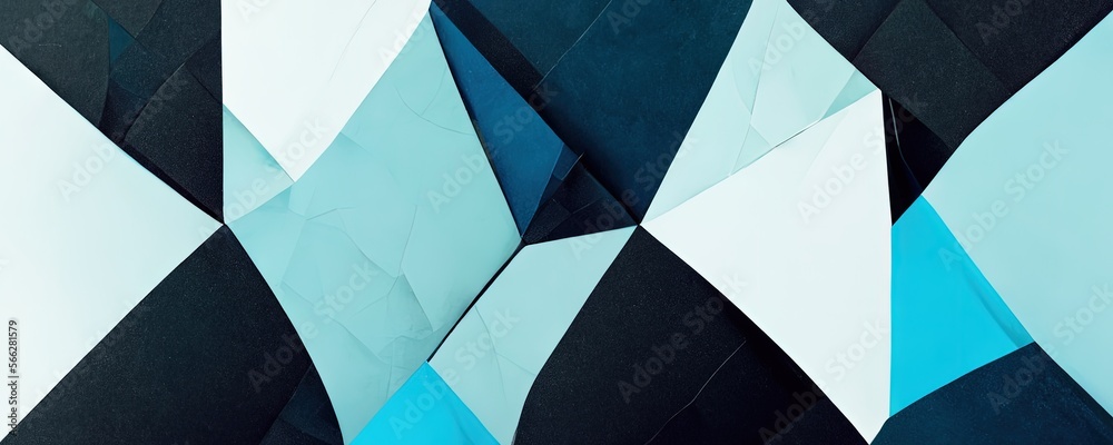 an abstract blue and black background with white and black shapes ...