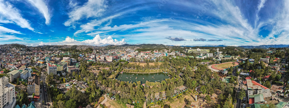 Baguio City, Philippines - Jan 2023: Panoramic aerial of Burnham Park ...