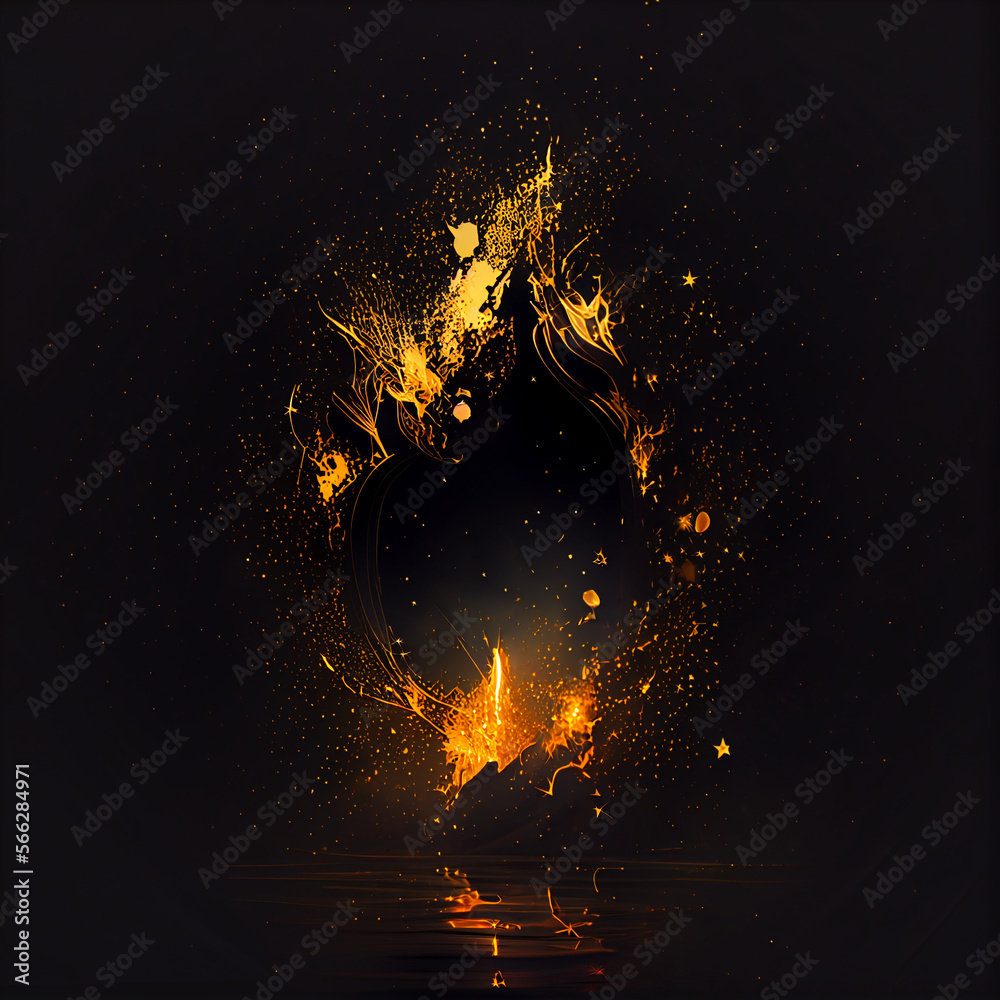 black and gold background stars and fire Stock Illustration | Adobe Stock