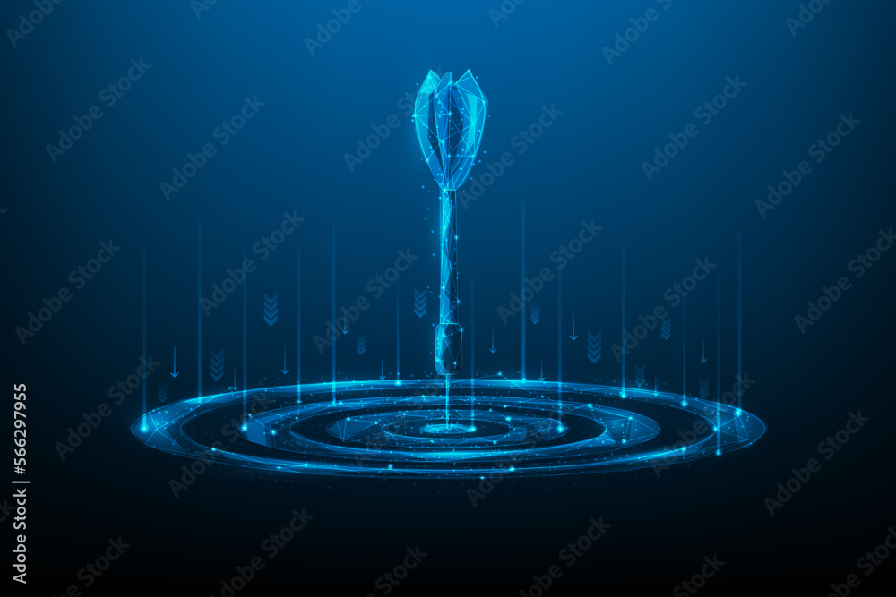 arrow hitting the center in bullseye digital technology. business ...