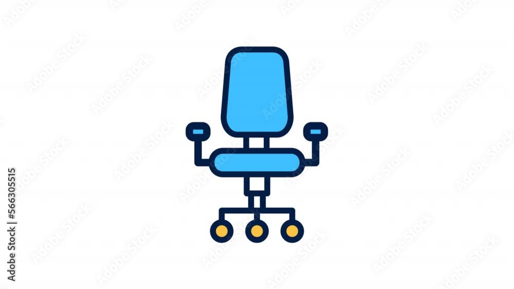 Vidéo Stock Animated office seat color icon. Workplace adjustable chair ...