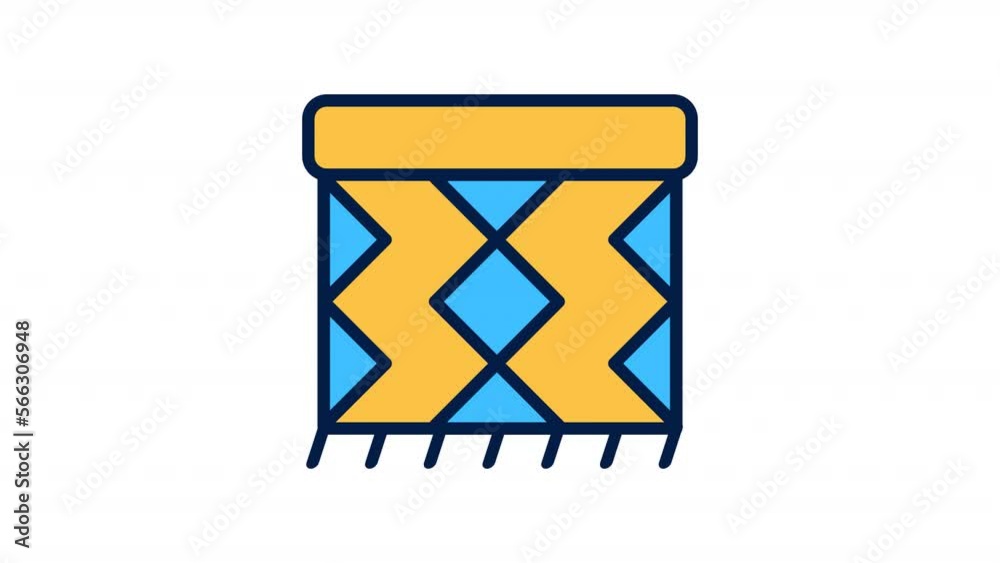 Animated rug color icon. Decorative interior element. Living room floor ...