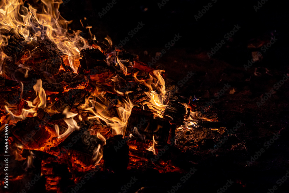 Fire bonfires with pallets, embers and embers for the celebration of ...
