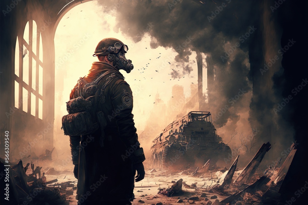 World war 2 cinematic, post-apocalyptic, dramatic scenario Stock ...