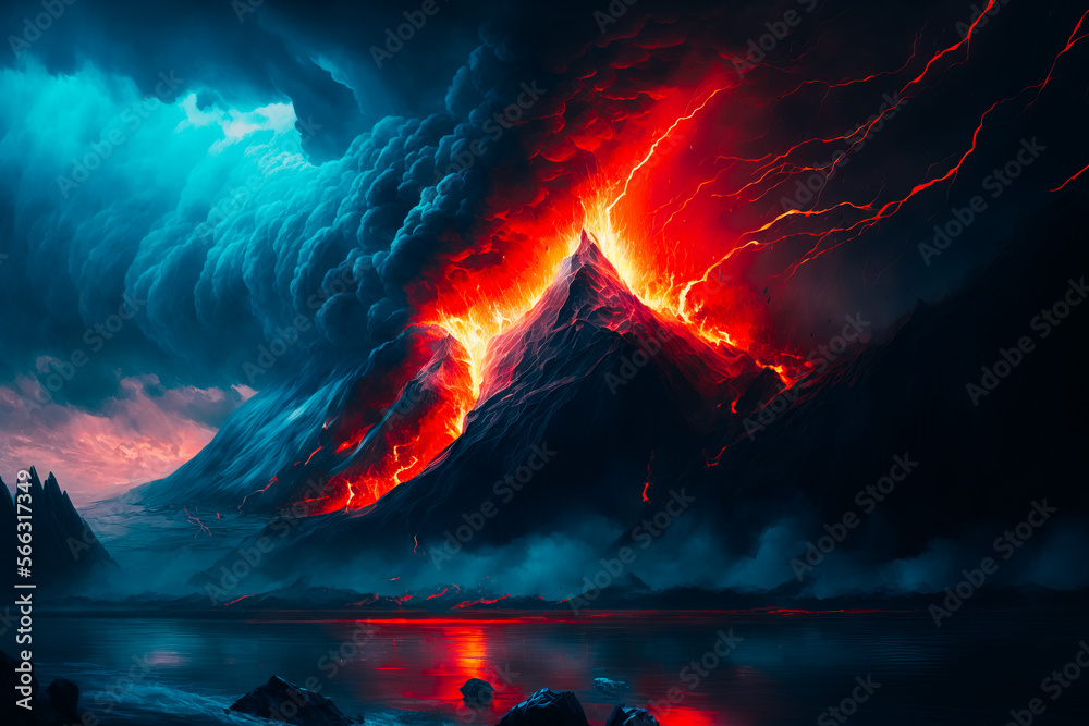 The image showcases the incredible force of a volcanic eruption long ...