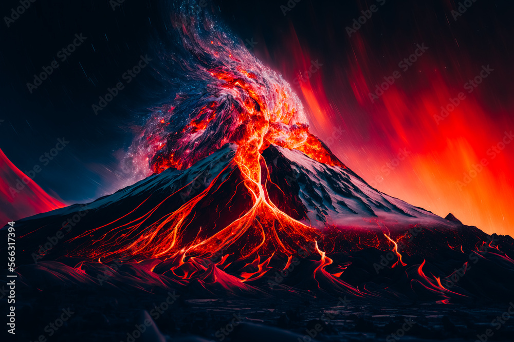 The image showcases the incredible force of a volcanic eruption long ...