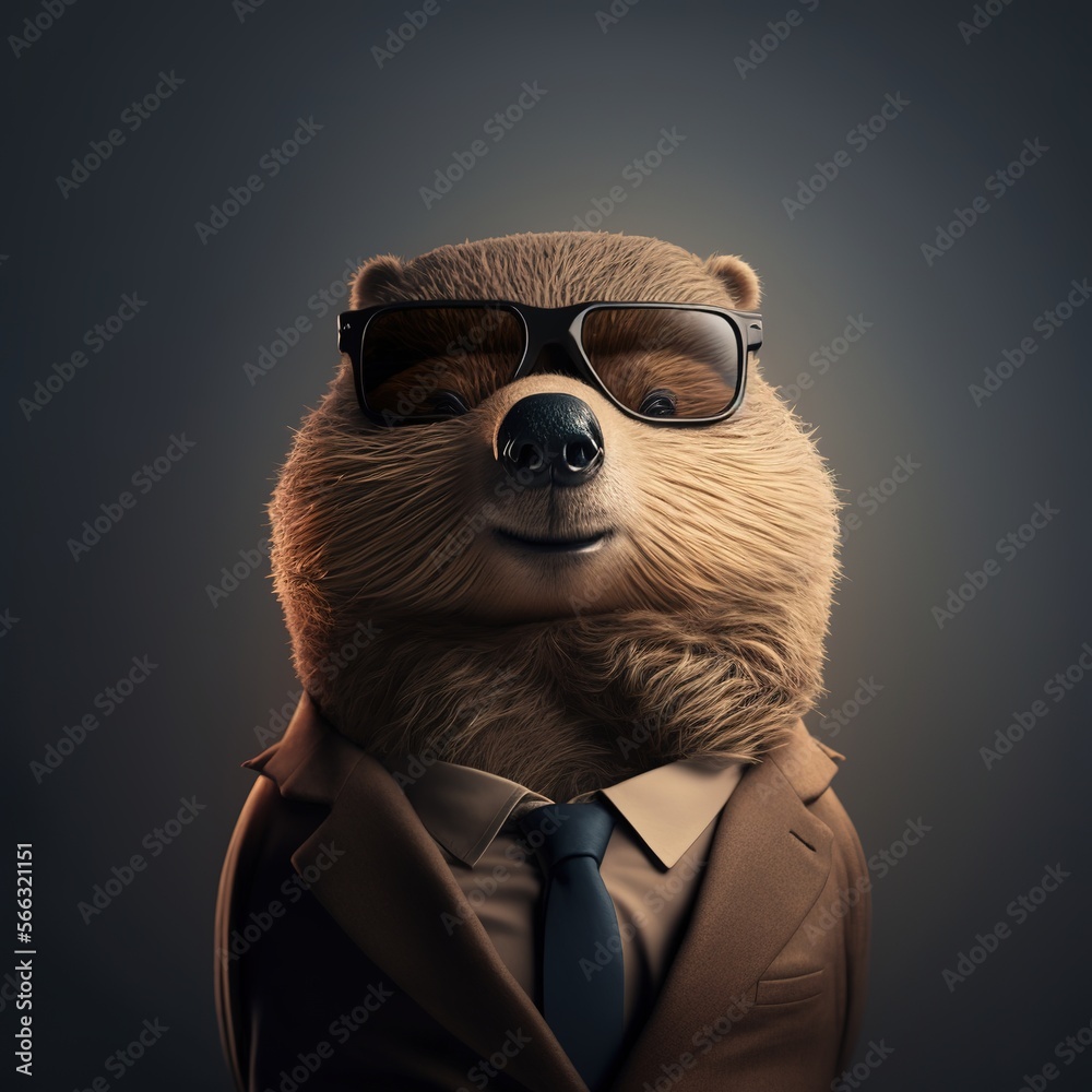 Illustration of Beaver photography in a suit as mascot character ...