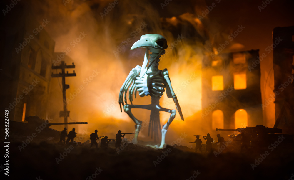 Concept of death soldiers during the war. Grim reaper (Skeleton ...