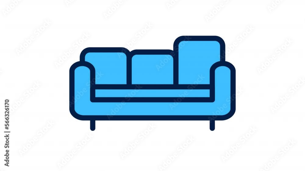 Animated sofa color icon. Living room furniture department. Interior ...