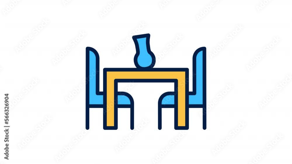 Video „Animated dining set color icon. Kitchen and dining room ...