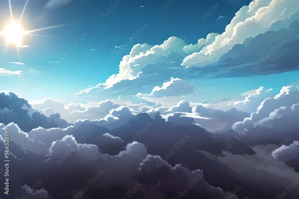 Simple Cloudy Wallpaper Illustration Made by A Generative AI Stock ...