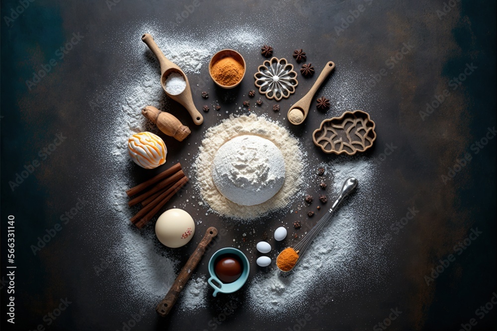 a table topped with lots of different types of baking supplies on top ...