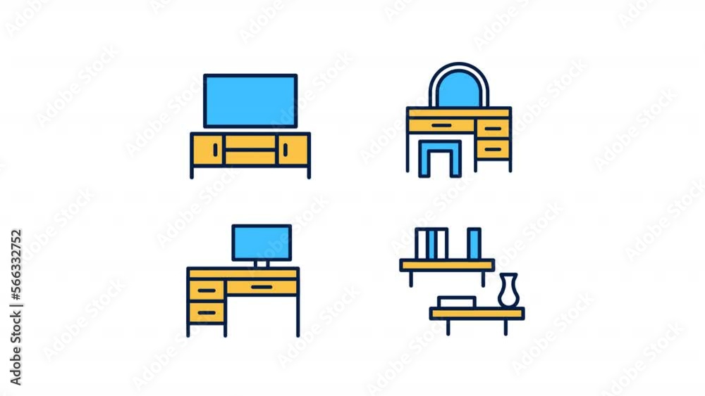 Animated living room color icon. Homeware department store. Home ...
