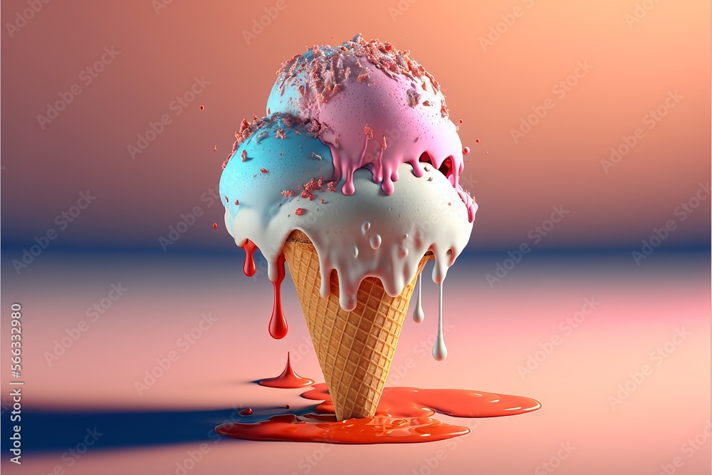Melting Ice Cream in Heat - Postproducted generative AI digital ...