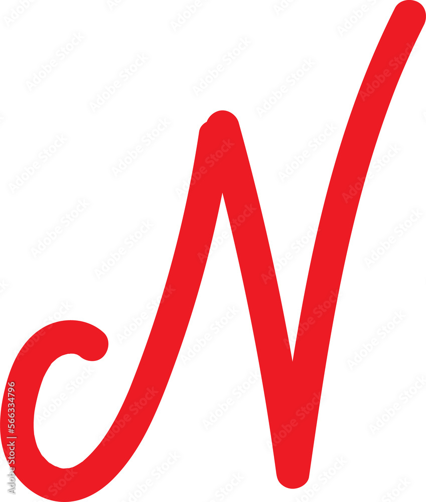 Alphabet Letter N Cursive Writing Stock Illustration | Adobe Stock