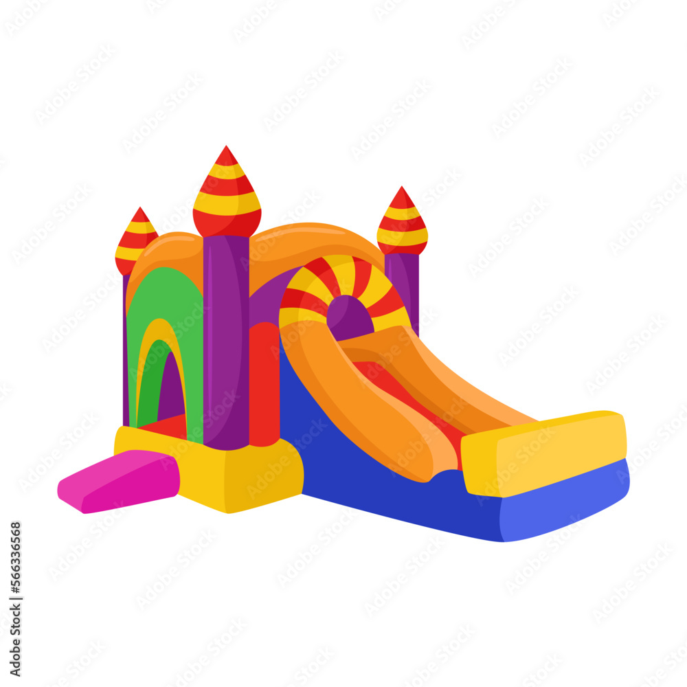 Inflatable bouncy castle vector illustration. Drawing of inflated ...