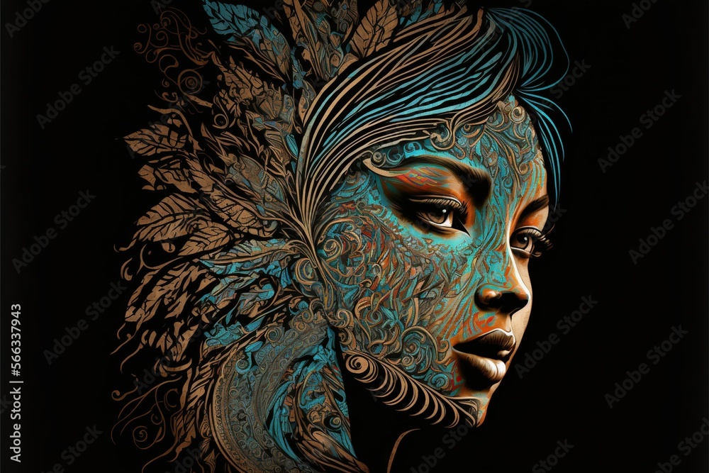 Human face in batik style, concept of Cultural Identity and Textile Art ...