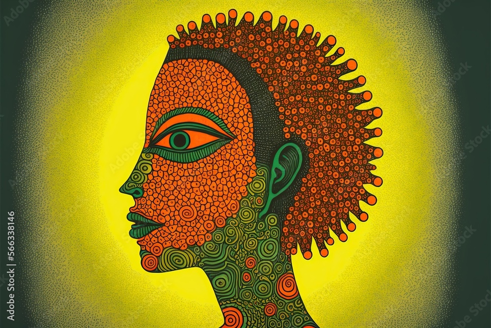 Human face in gond style, concept of Gond Art and Illustrative ...
