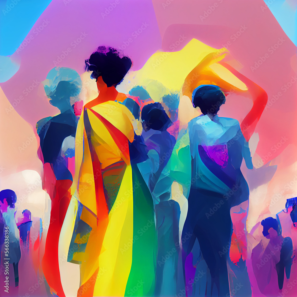 LGBTQ People Pride March Parade Dancing Art Rainbow Colours Generative ...