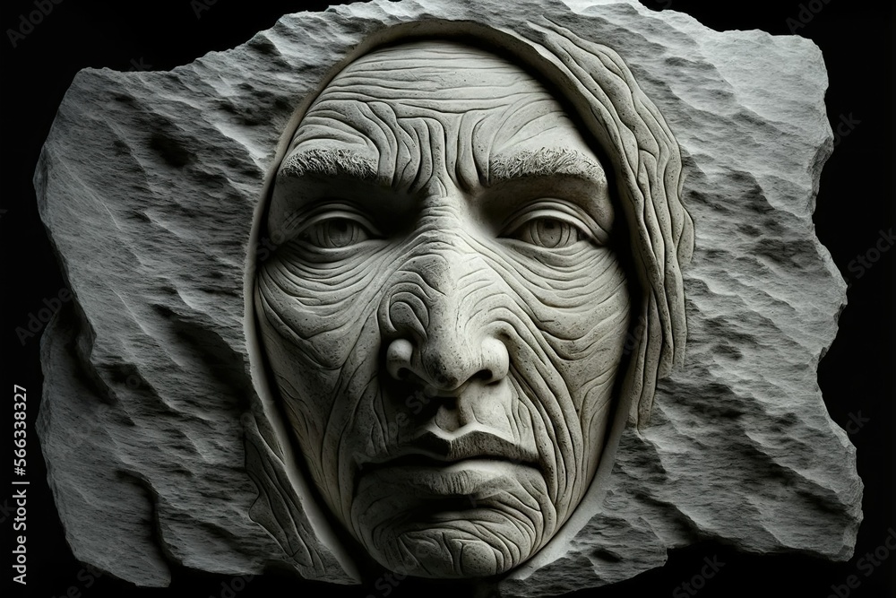 Human face in inuit carving style, concept of Cultural Representation ...