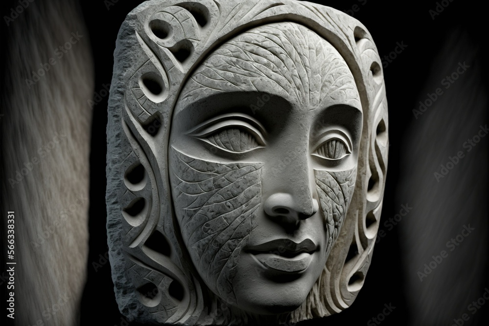 Human face in inuit carving style, concept of Cultural Representation ...