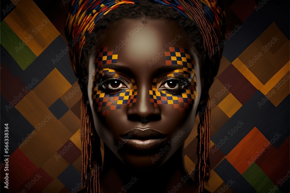 Human face in kente cloth style, concept of Cultural Expression and ...