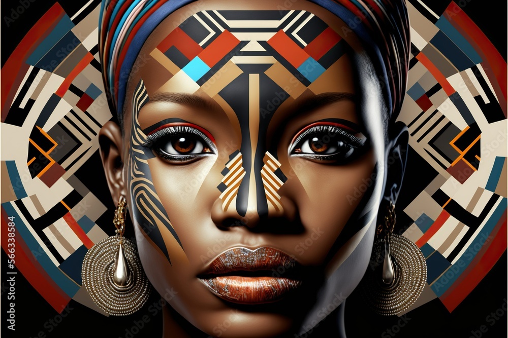 Human face in ndebele style, concept of Traditional Art and Cultural ...