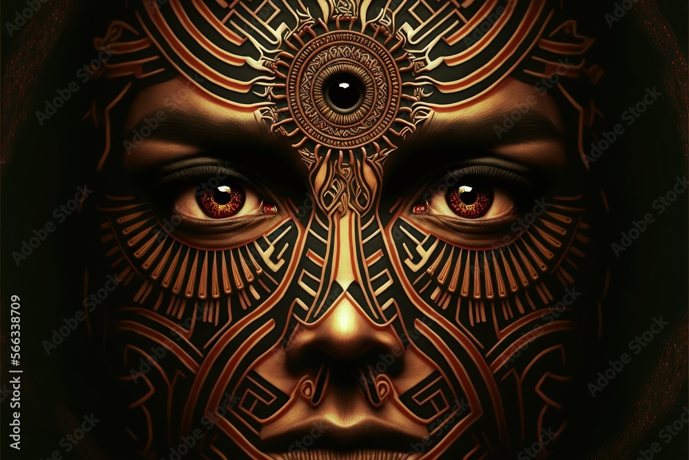 Human face in ojos de dios style, concept of Geometric Pattern and ...