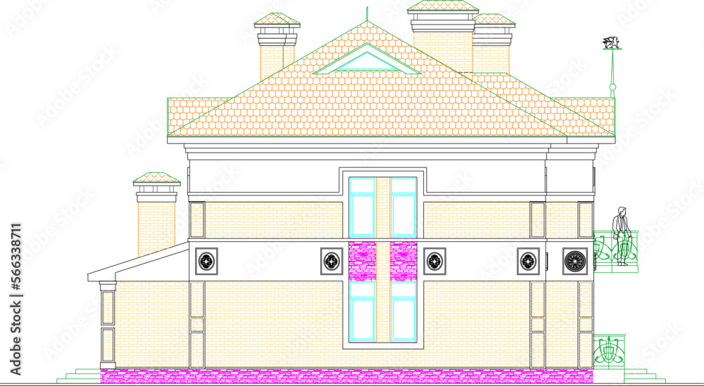 Vector sketch illustration of classic cute barbie house old building ...