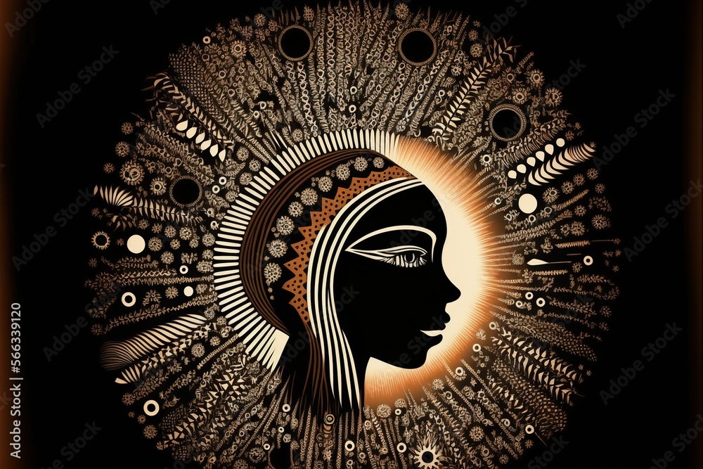 Human face in warli style, concept of Tribal Art and Folk Art, created ...