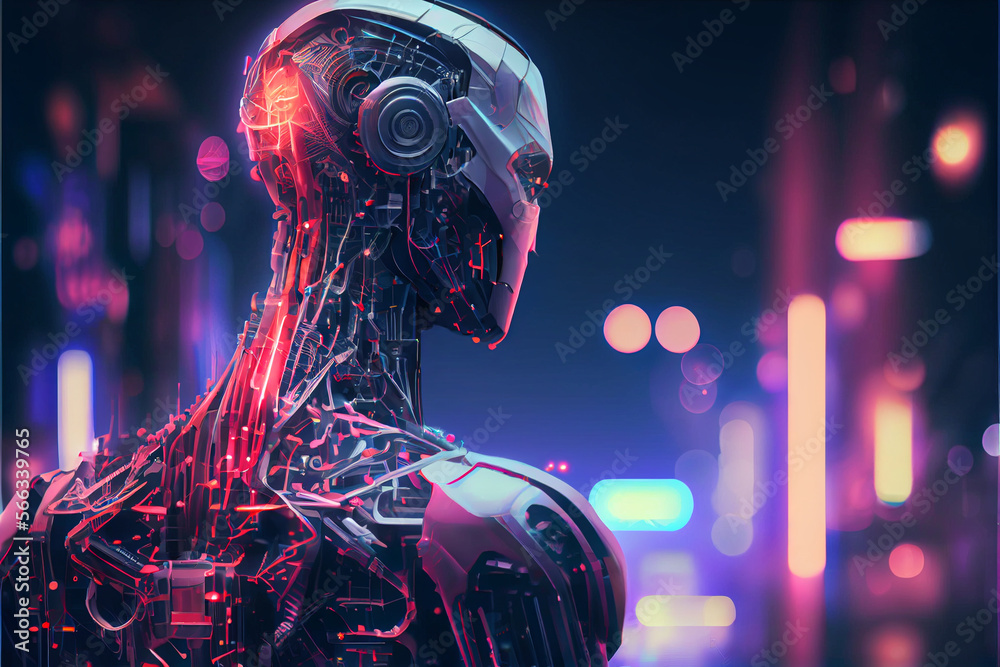 AI cyber robot. AI Robot head. Cyber robotisation. digital smart world ...