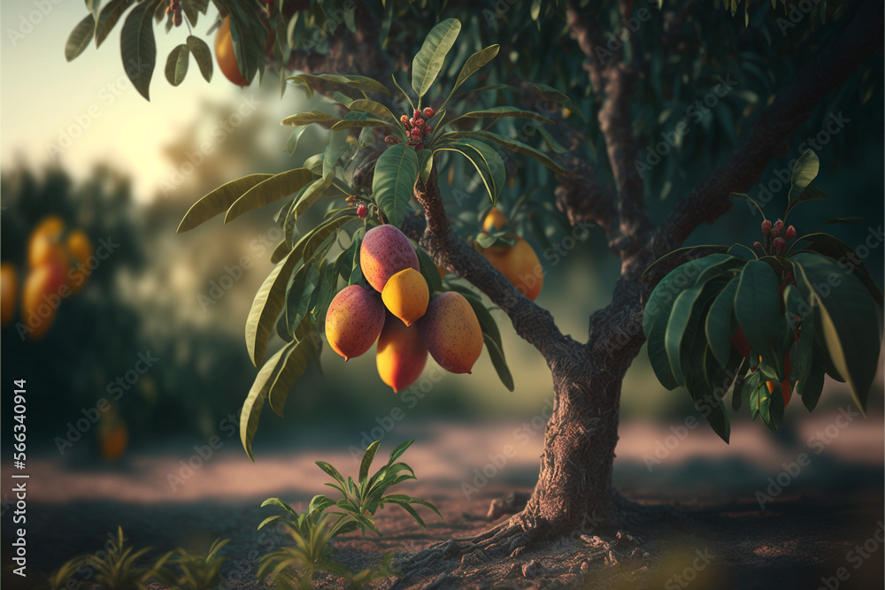mango tree generative AI Stock Illustration | Adobe Stock