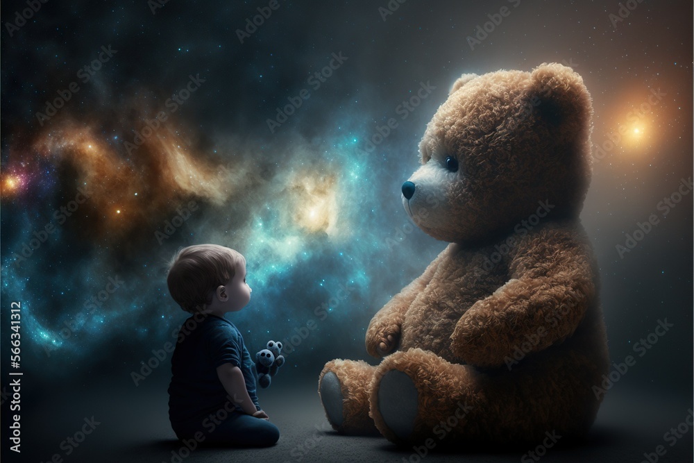 Spiral galaxy meets teddy bear, concept of Mystical and Whimsical ...