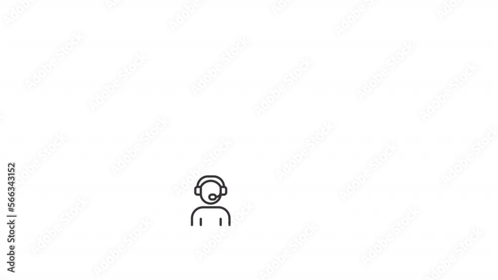 Animated client support linear icon. Call center service. Customer ...