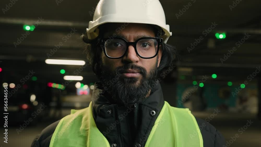 Portrait Indian Arabian bearded man in eyeglasses worker male engineer ...