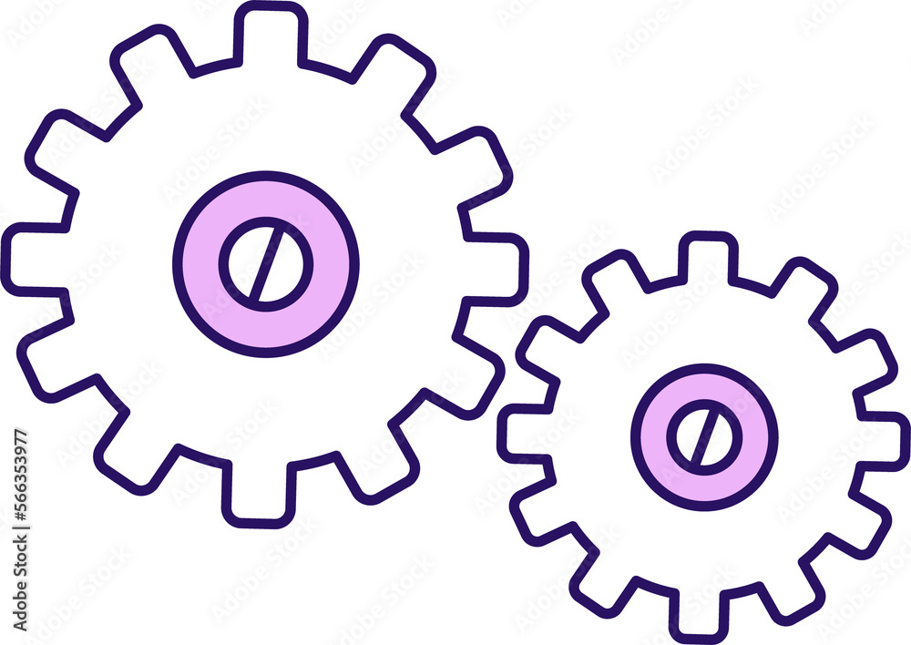 Cogwheel semi flat color raster element. Full sized object on white ...