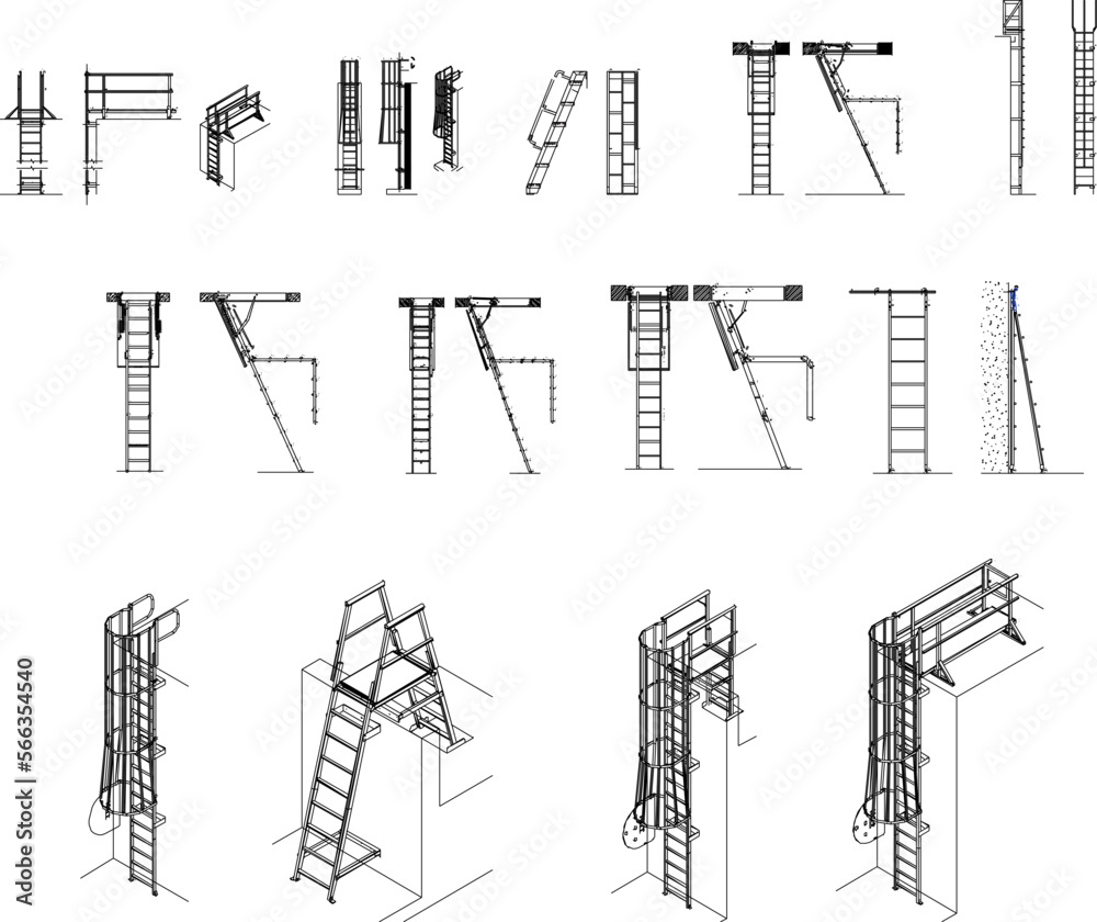 Vector illustration sketch of a ladder shape for a swimming pool Stock ...