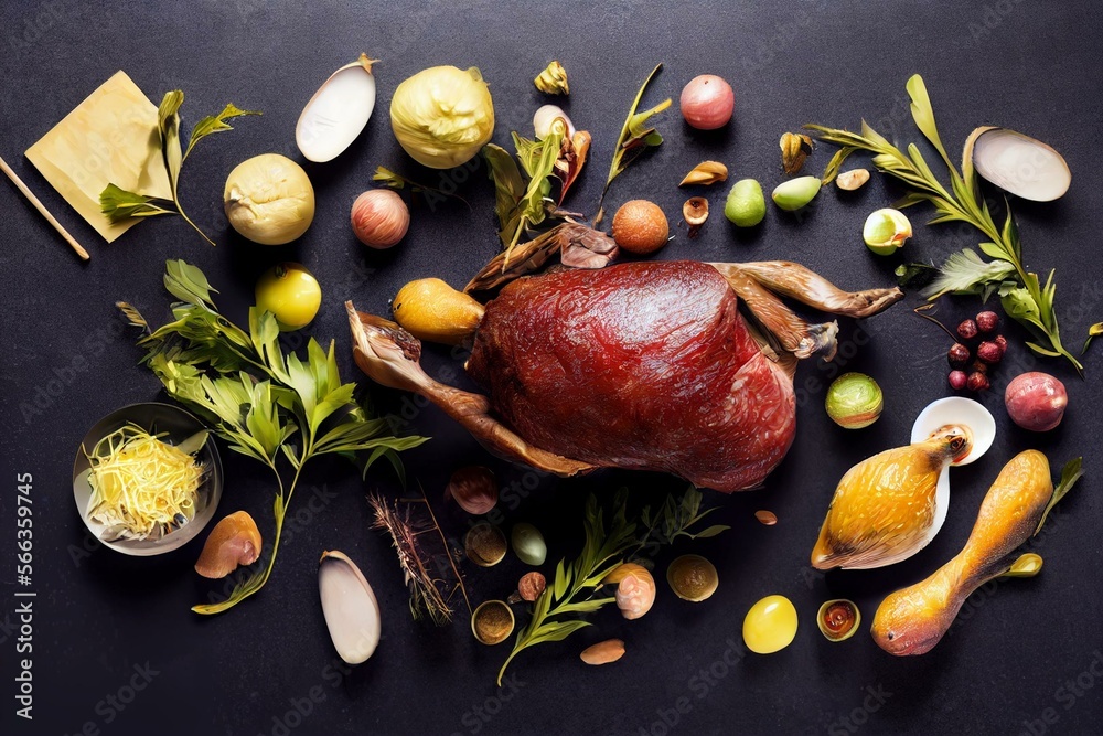 Raw free range whole duck. White background. Top view. Generative AI ...