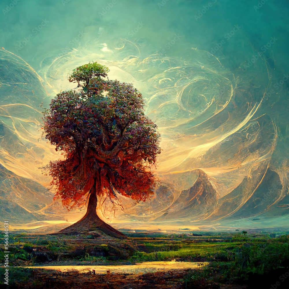 Beautiful tree of life, sacred symbol. Individuality, prosperity and ...