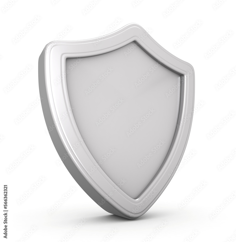 Silver shield isolated on white background. Shield 3d. Security shield ...