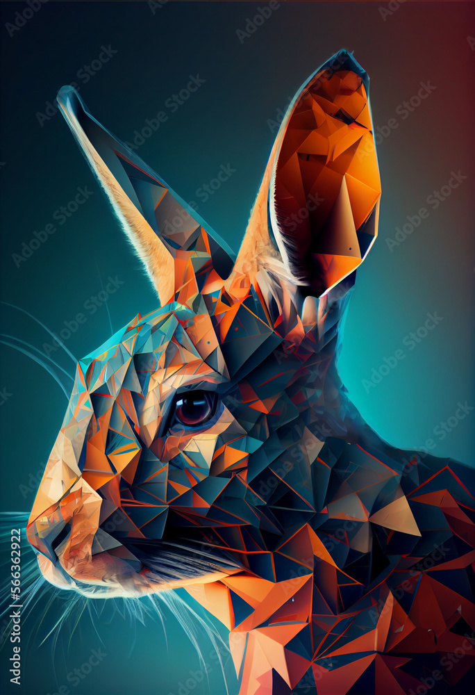 Beautiful abstract surreal geometric head of a rabbit concept ...