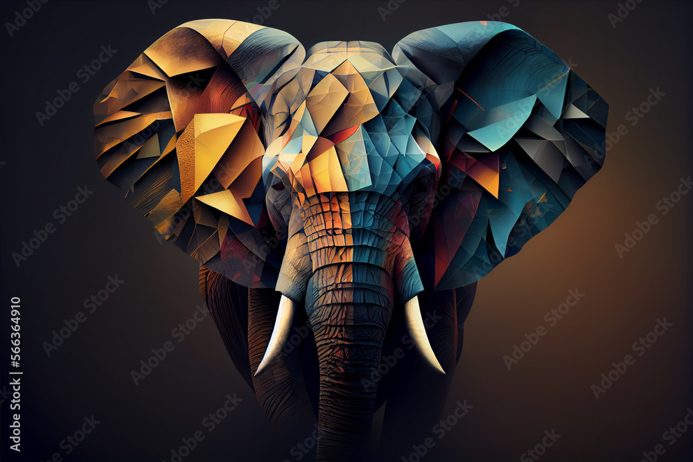 Beautiful abstract surreal geometric elephant head concept ...