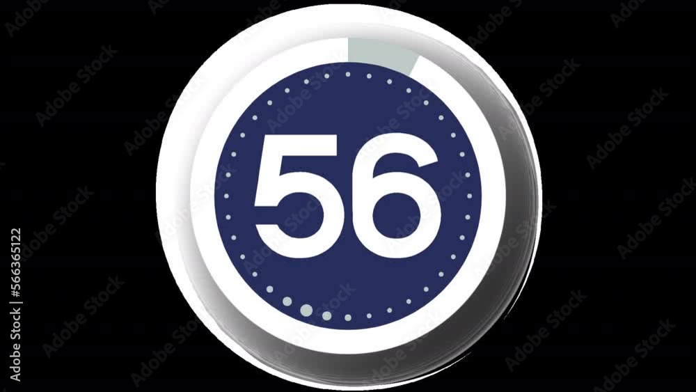 Gray Flat Countdown Timer 60s on transparent alpha channel backgrounds ...