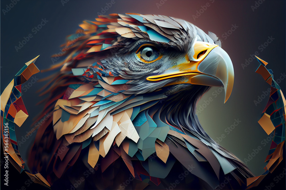 Beautiful abstract surreal geometric head of a eagle concept ...