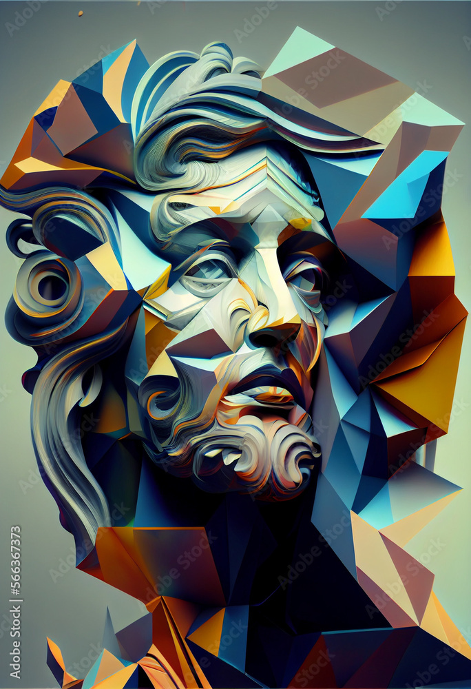 Beautiful abstract surreal geometric Archangel head concept ...