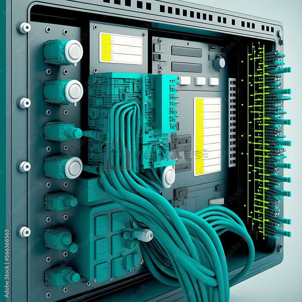 Network panel, switch and cable in data center, AI generated image ...