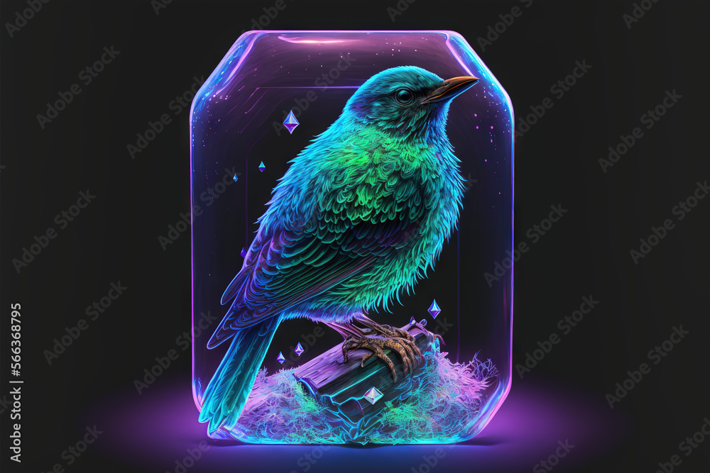 Neon Crystal Bird - Neon crystal animals series - Neon crystal bird ...
