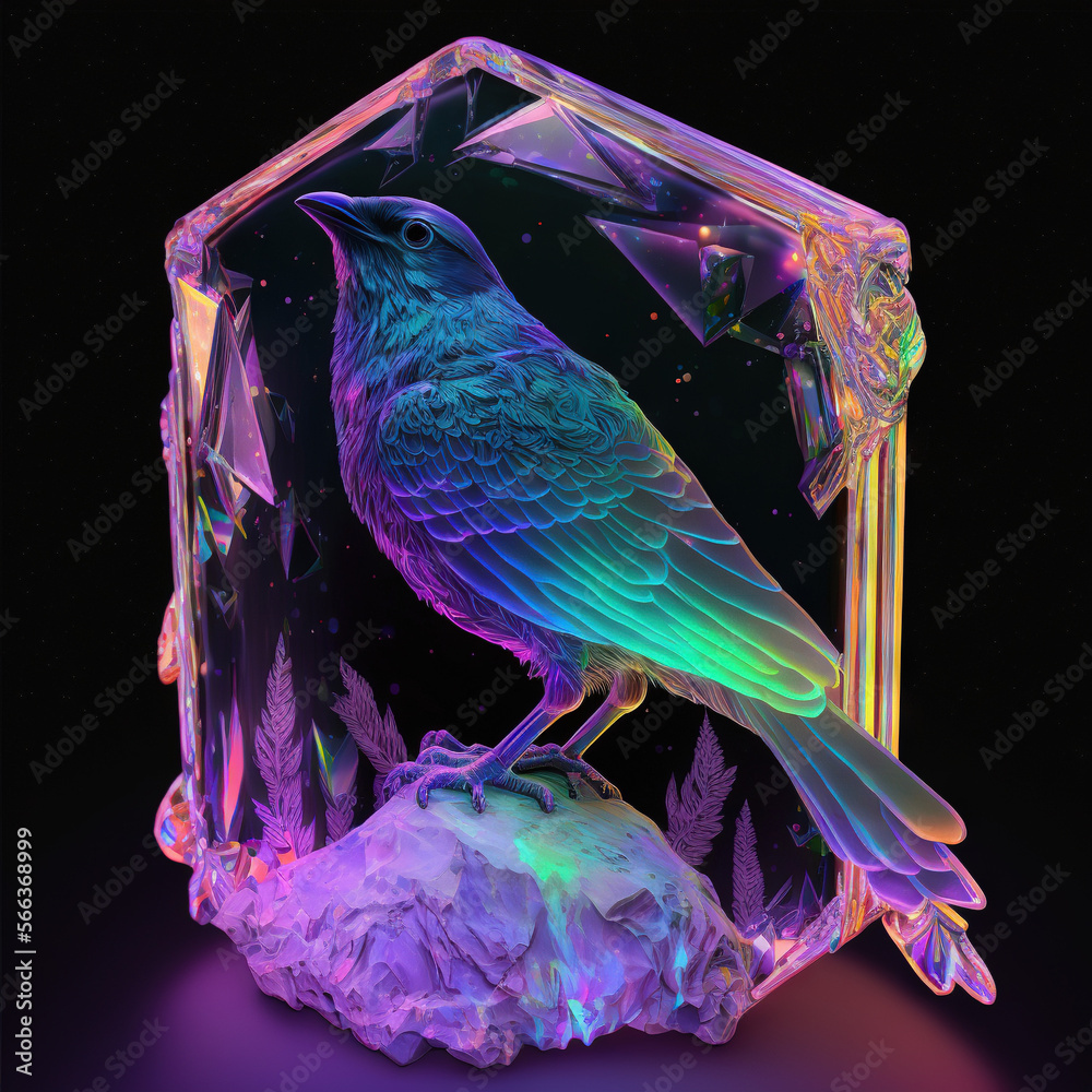 Neon Crystal Bird - Neon crystal animals series - Neon crystal bird ...